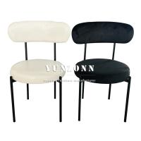 China Modern Luxury Black Metal Frame Velvet Dining Chairs Event Rental Velvet Chair for sale
