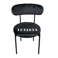 China Modern Luxury Black Metal Frame Velvet Dining Chairs Event Rental Velvet Chair for sale