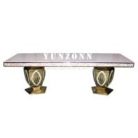 China New Design Wedding Stainless Steel Dining Table Gold Metal Table for Event Dining for sale