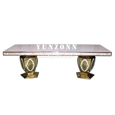 China New Design Wedding Stainless Steel Dining Table Gold Metal Table for Event Dining for sale