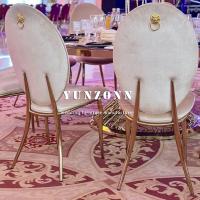 China Hall Event Rental Good Quality Royal lion king Velvet Gold Stainless Steel Wedding Chair for sale