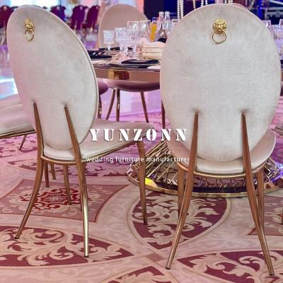 China Hall Event Rental Good Quality Royal lion king Velvet Gold Stainless Steel Wedding Chair for sale