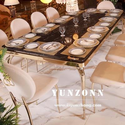 China Furnistyle Manufacturer Custom Formal Elegant Marble Dining Table Modern Luxury Dinning Table Set Wedding Furniture for sale