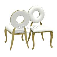China New Design Donut Gold Luxury Hotel Banquet Wedding Velvet Stainless Steel Dining Chairs for sale