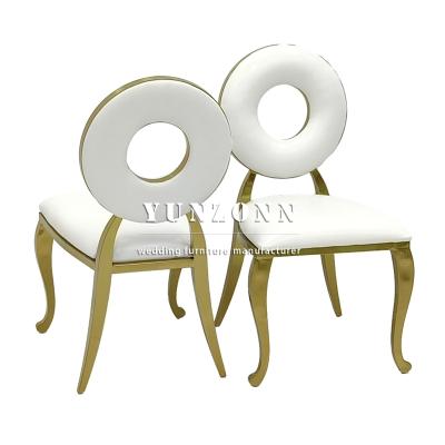 China New Design Donut Gold Luxury Hotel Banquet Wedding Velvet Stainless Steel Dining Chairs for sale