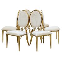 China Modern Stackable Wedding Event Chair Gold Stainless Steel Hotel Banquet Chair for sale