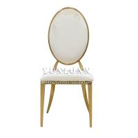 China Modern Stackable Wedding Event Chair Gold Stainless Steel Hotel Banquet Chair for sale