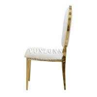China Modern Stackable Wedding Event Chair Gold Stainless Steel Hotel Banquet Chair for sale