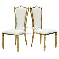 China Luxury Furniture Golden Stainless Steel Hotel Chairs Calabash Feet Chair Armless Chairs for Bride and Groom Wedding Events for sale