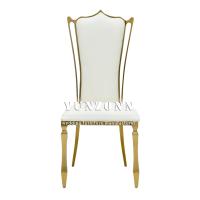 China Luxury Furniture Golden Stainless Steel Hotel Chairs Calabash Feet Chair Armless Chairs for Bride and Groom Wedding Events for sale