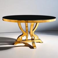 China New Style Stainless Steel Round Dining Table Gold Events Wedding Table for Hotels for sale