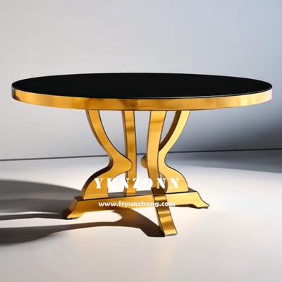 China New Style Stainless Steel Round Dining Table Gold Events Wedding Table for Hotels for sale