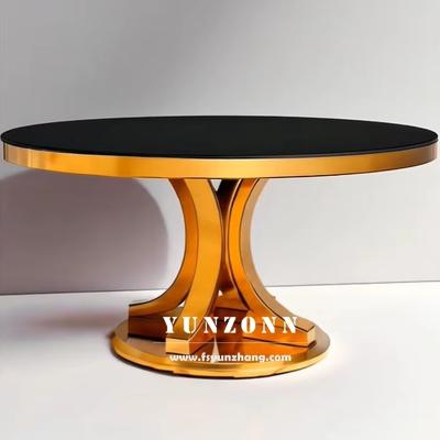 China Popular Design High Quality Durable Gold Stainless Steel Wedding Round Tables for Events Party for sale