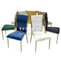 China Wedding Hall Gold Stainless Steel Velvet Woven Upholster Fashional Chair for Restaurant for sale