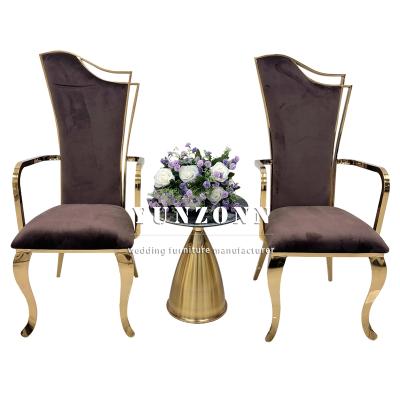 China Elegant Throne Wedding & Party Banquet Stainless Steel With Armrest Bride and Groom Chair for sale