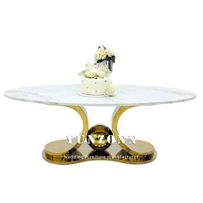 China Luxury Coffee Table Hotel Furniture Marble Table Top Gold Metal Stainless Steel Side Oval Tea Coffee Table for sale