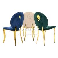 China Dubai Party Restaurant Unique Back Stainless Steel Velvet Seat Luxury Wedding Royal Lion King Chair for sale