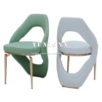 China PU Leather Luxury Rose Gold Metal Leisure Chair Restaurant Hotel Reception Catering Event Chair for sale
