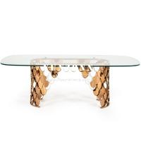 China Modern Luxury Glass Top Stainless Steel Center Pieces New Style Wedding Table Decor for Dining Outdoor Hotel Use for sale