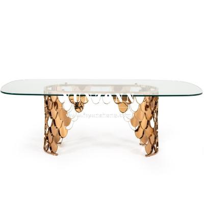 China Modern Luxury Glass Top Stainless Steel Center Pieces New Style Wedding Table Decor for Dining Outdoor Hotel Use for sale