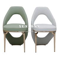 China PU Leather Luxury Rose Gold Metal Leisure Chair Restaurant Hotel Reception Catering Event Chair for sale