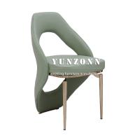 China PU Leather Luxury Rose Gold Metal Leisure Chair Restaurant Hotel Reception Catering Event Chair for sale