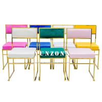 China Hotel Furniture Supplies Chaise Mariage Gold Events Party Hall Dining Hotel Stainless Steel Frame Chair for sale