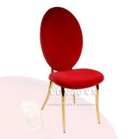 China Red Velvet Luxury Hotel Hall Wedding Chair Detachable Stainless Steel Party Event Chairs for Rental for sale