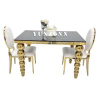 China Luxury Modern Stainless Steel Dining Table Factory Direct Sale for Outdoor Hotel Wedding Event Party Decorations for sale