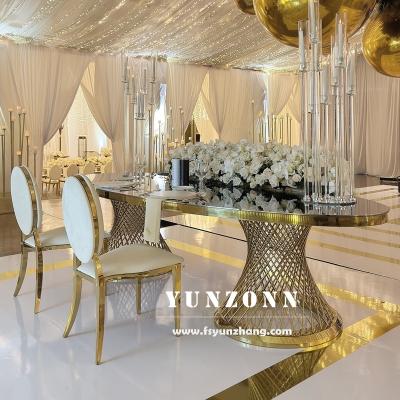 China Top-End Luxury Stainless Steel Long Oval Dining Table for Hotel Banquets Weddings and Events for sale