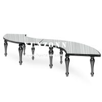 China Gold/White/Black Frame Stainless Steel Half Circle Serpentine Wedding Banquet Centre Dining Table Living Room Hotel Furniture for sale