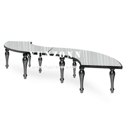 China Gold/White/Black Frame Stainless Steel Half Circle Serpentine Wedding Banquet Centre Dining Table Living Room Hotel Furniture for sale