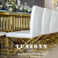 China Modern Luxury White PU Leather Dining Chair with Metal Legs Cross Stitching Design for Home or Hotel Leisure Style for sale