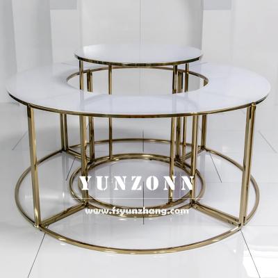 China Stainless Steel Metal MDF Top Wedding Table Decoration Elegant Circle Design for Hotel Usage for sale