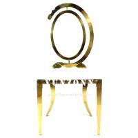 China Unique New Design Wedding Chair for Decoration Luxury Chaises Mariage De With Gold Stainless Steel Leg and C Shape Oval Back for sale