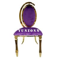 China Unique New Design Wedding Chair for Decoration Luxury Chaises Mariage De With Gold Stainless Steel Leg and C Shape Oval Back for sale