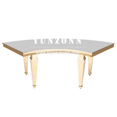 China Dubai Half Moon Wedding Table Stainless Steel and MDF Event Table for Banquets Restaurants Living Rooms and Halls for sale