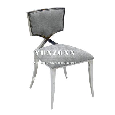 China Special Design Hotel Banquet Furniture Stainless Steel Chair Silver Frame Party Dinning Event Chair for sale