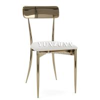 China Elegant Hotel Event Furniture Gold Stainless Steel Wedding Chair Modern With White Cushion for sale