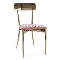 China Elegant Hotel Event Furniture Gold Stainless Steel Wedding Chair Modern With White Cushion for sale