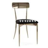 China Elegant Hotel Event Furniture Gold Stainless Steel Wedding Chair Modern With White Cushion for sale