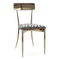 China Elegant Hotel Event Furniture Gold Stainless Steel Wedding Chair Modern With White Cushion for sale