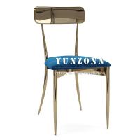 China Elegant Hotel Event Furniture Gold Stainless Steel Wedding Chair Modern With White Cushion for sale