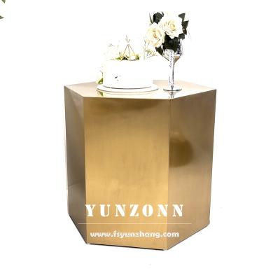 China Modern Hexagon Shape Metal Cake Table New Design Home Garden Furniture With Outdoor Application for Sitting Storage Stool Sale for sale