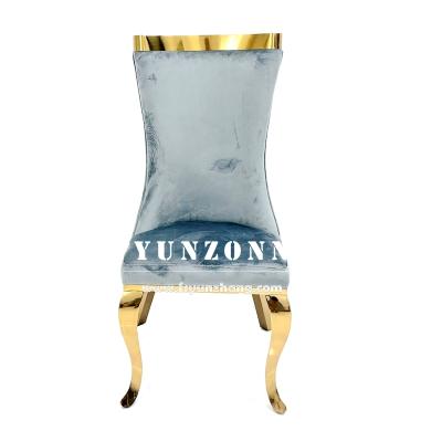 China Modern Elegant High Back Luxury Upholstered Restaurant Dining Chair with Stainless Steel Grey Velvet Silla Comedor for sale