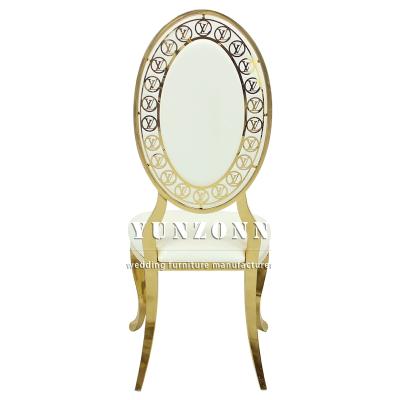 China Wholesale Banquet Chair With Featuring Pattern Fancy High Back Modern Wedding Decoration Stainless Steel Chair for Hotel Rooms for sale