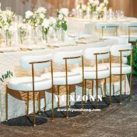 China Stackable Sherpa Cushion Metal Hotel Wedding Banquet Restaurant Chair White Fabric Upholstery Wedding Decor Chairs for sale