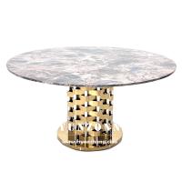 China Luxury Exquisite Carrara Marble Dining Table Stainless Steel Event Application for Home Party or Hotels Use for sale