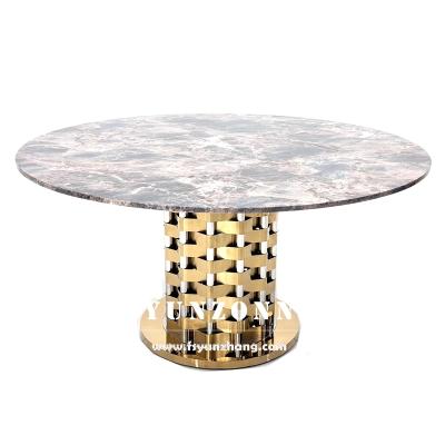 China Luxury Exquisite Carrara Marble Dining Table Stainless Steel Event Application for Home Party or Hotels Use for sale