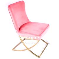 China Modern Comfortable Leisure Dining Chair Velvet Fabric With Stainless Steel Metal Cross Legs Design Hotel Outdoor Living Room Use for sale